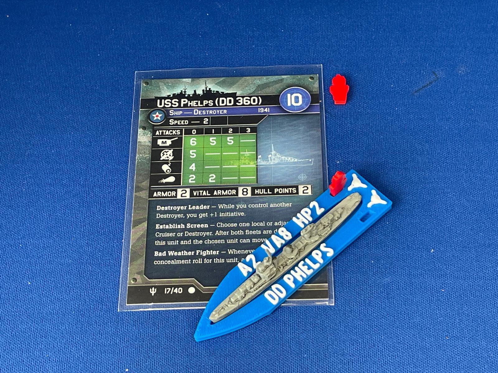 War at Sea USS Phelps Ship Base - Game Aid by The Fun Kingdom - Wargaming3D